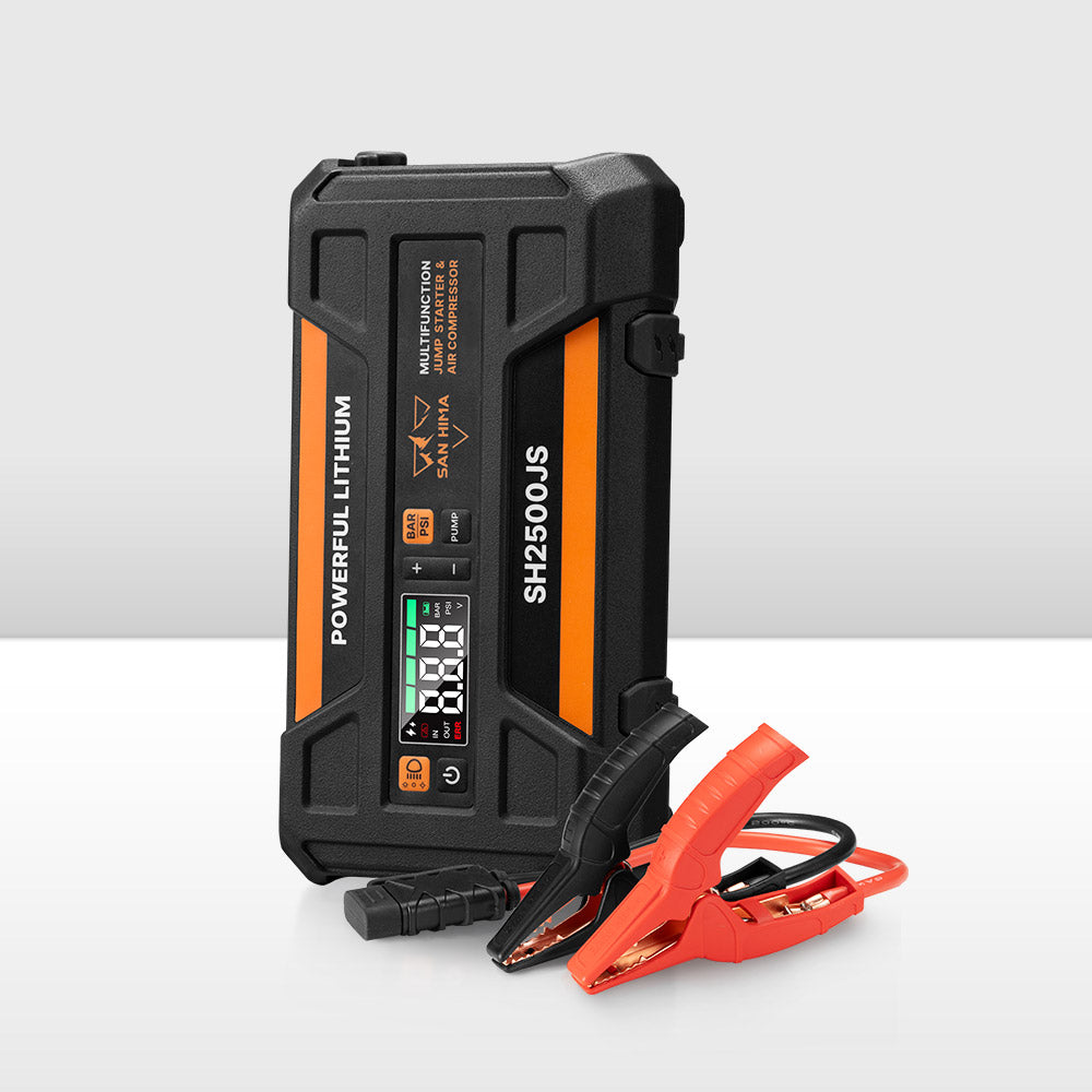 San Hima 12V Jump Starter With Air Compressor 2500A Portable Power Ban