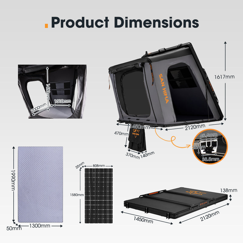 San Hima Kalbarri Gen 2 Rooftop Tent Hard Shell With Ladder + 250W Sol