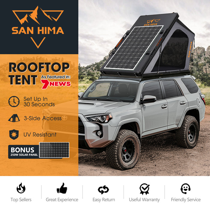 San Hima Kalbarri Gen 2 Roof Top Tent Hard Shell With Ladder + 250W So