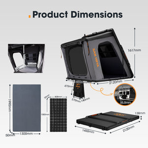 San Hima Kalbarri Gen 2 Roof Top Tent Hard Shell With Ladder + 250W So