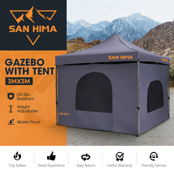 San Hima 3m x 3m Gazebo With Inner Tent Portable Folding Pop Up Outdoo