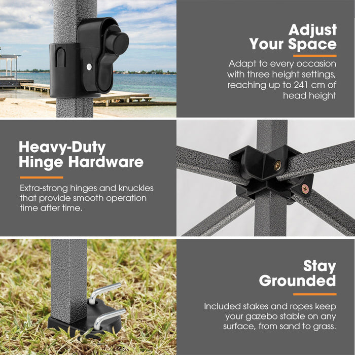 San Hima 3m x 3m Gazebo With Inner Tent Portable Folding Pop Up Outdoo