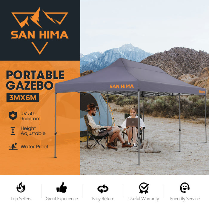 San Hima 3m x 6m Gazebo Portable Folding Pop Up Heavy Duty Steel Frame