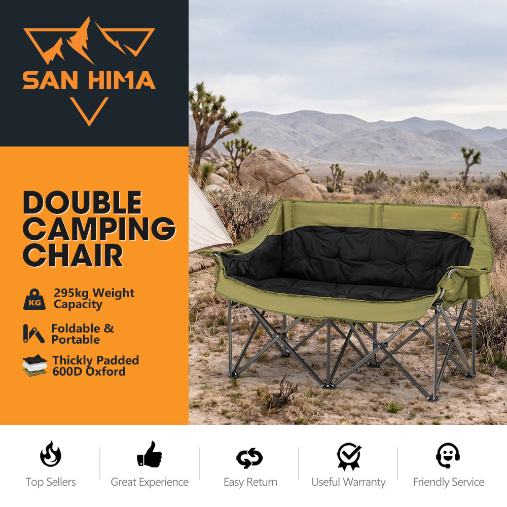 San Hima Folding Double Camping Chair Padded Portable Moon Chair Outdo