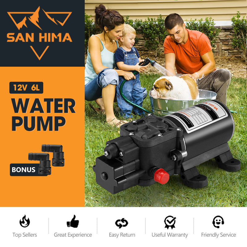 San Hima 12V Water Pump 6L/min Pressure Self Priming Camping Caravan B