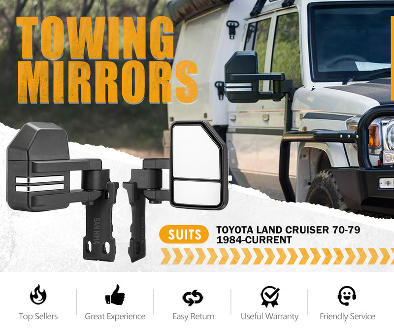 SAN HIMA Extendable Towing Mirrors Gen2 for Toyota LandCruiser 70 75 7
