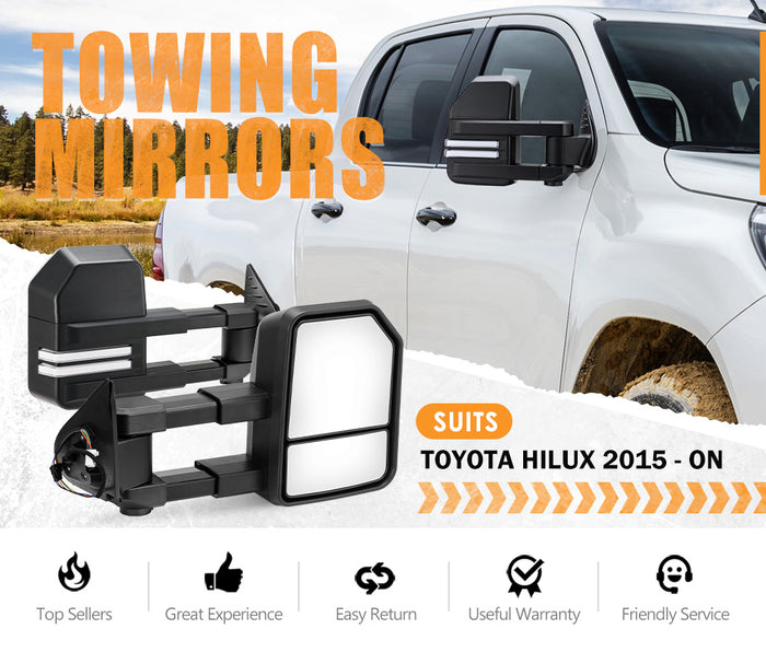 SAN HIMA Extendable Towing Mirrors Gen2 for Toyota Hilux 2015-Current